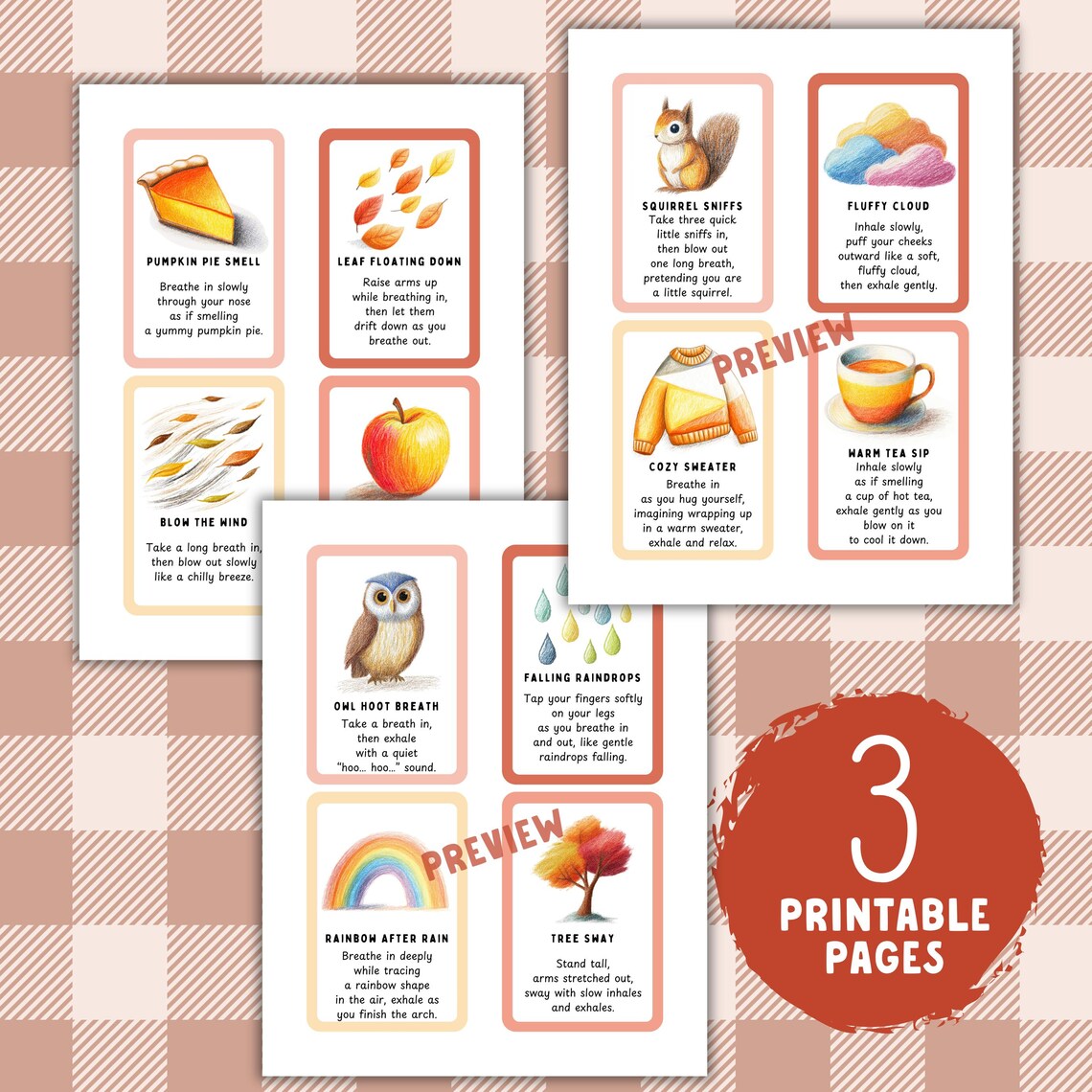 Fall Mindful Breathing Cards for Kids: Calming Self Regulation Practice ...