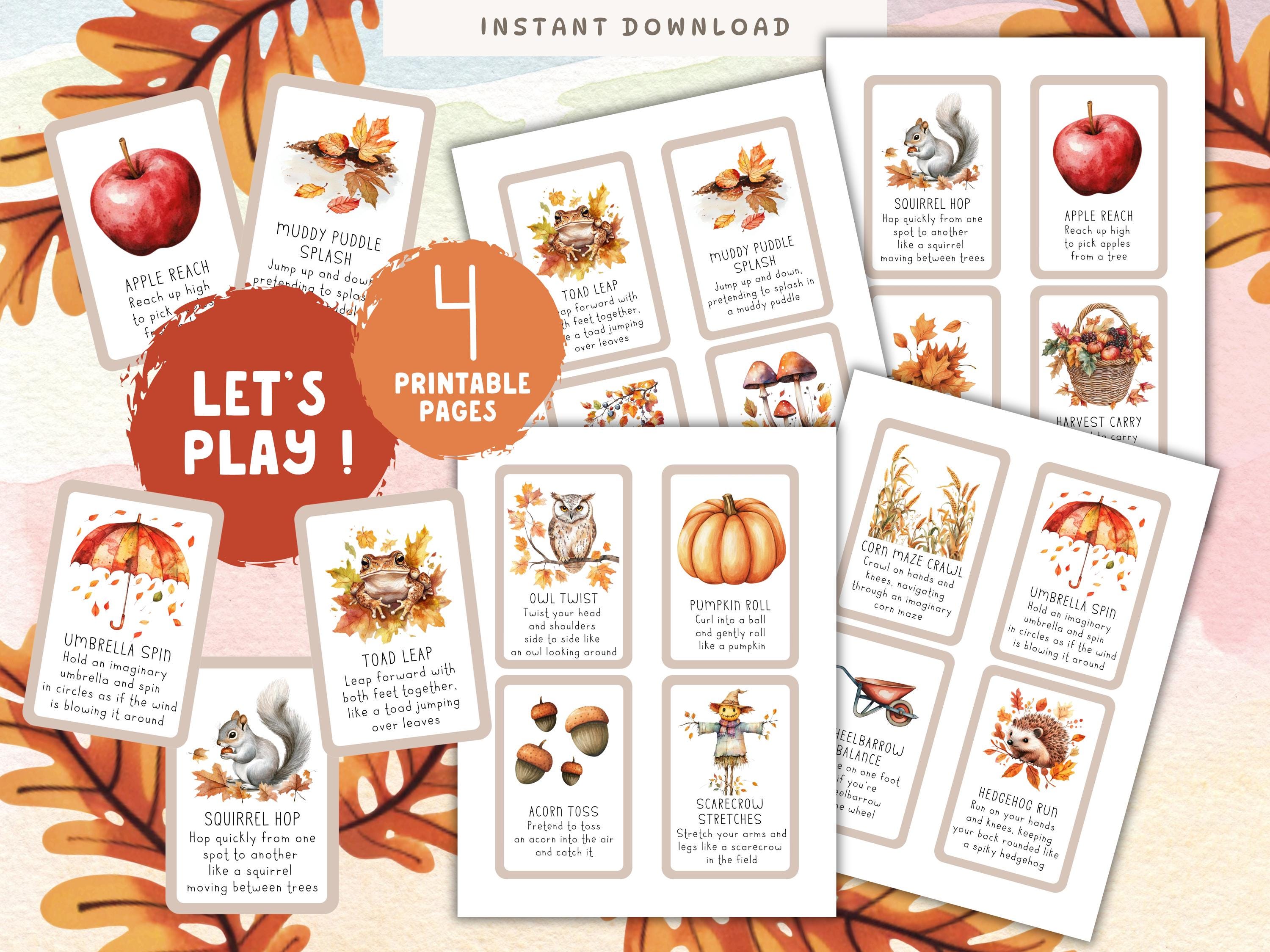FALL Movement Cards, Autumn Flash Cards, Calming Corner Activity ...
