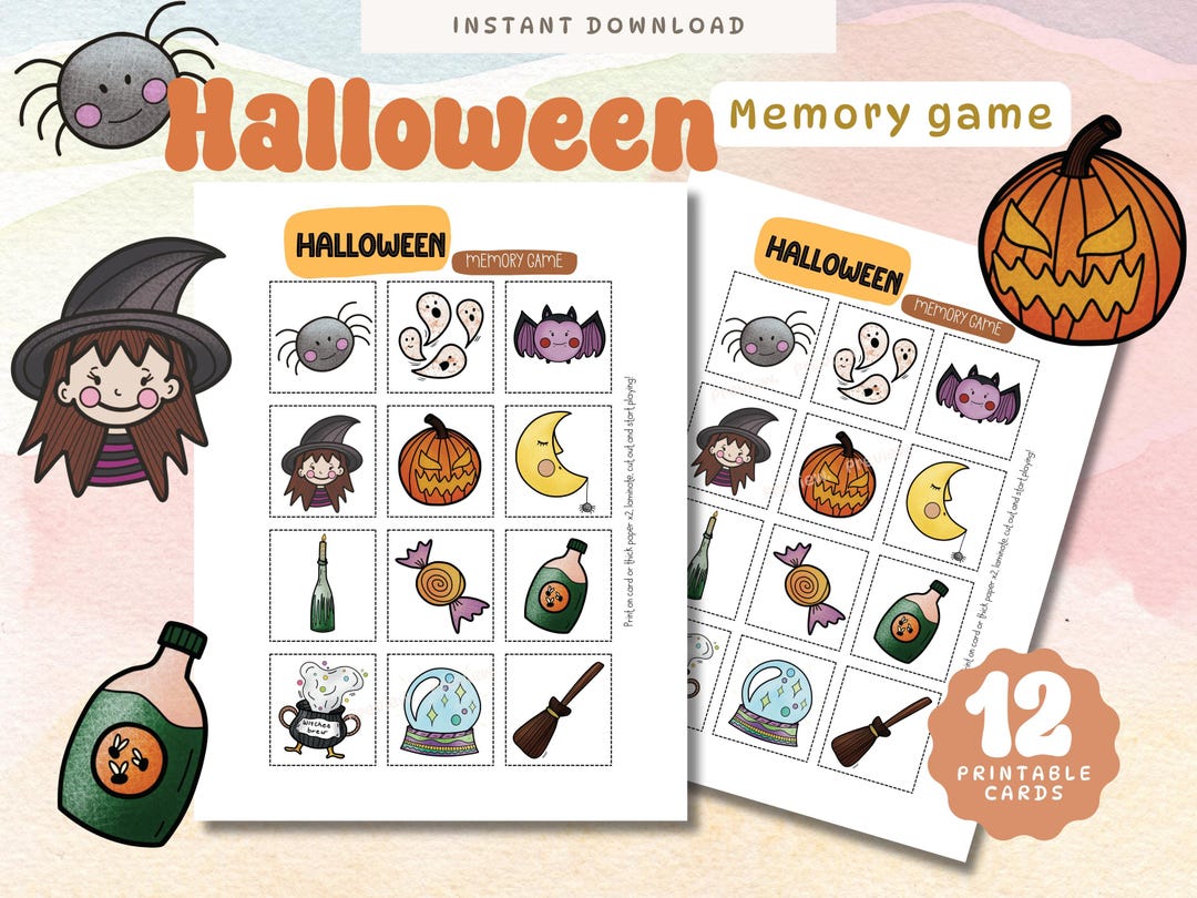Halloween Memory Game, Fun Matching Cards for Kids, Preschool Toddler ...