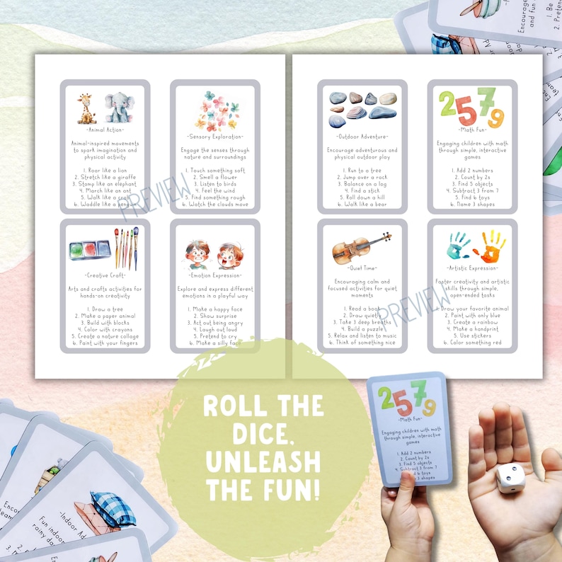 Roll & Play Activity Cards: Fun Kids Action Game (PDF) - Etsy