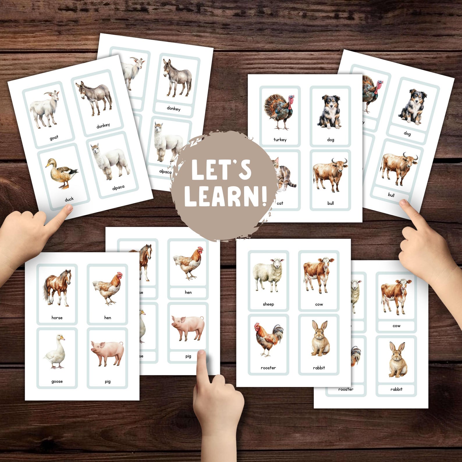 Farm Animal Flashcards | 3-part Montessori Nomenclature Cards ...