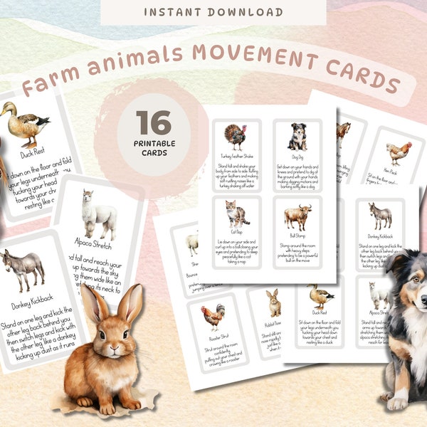 Animal Action Cards - Etsy
