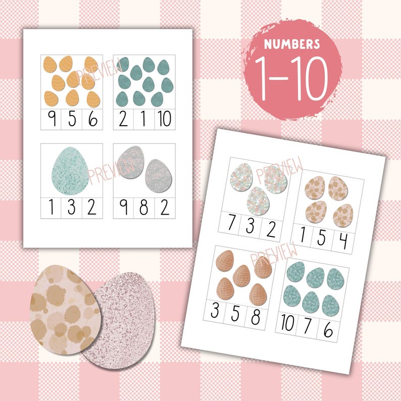 Easter Egg Count and Clip Cards: Montessori Math Game 1-10 (PDF) - Etsy