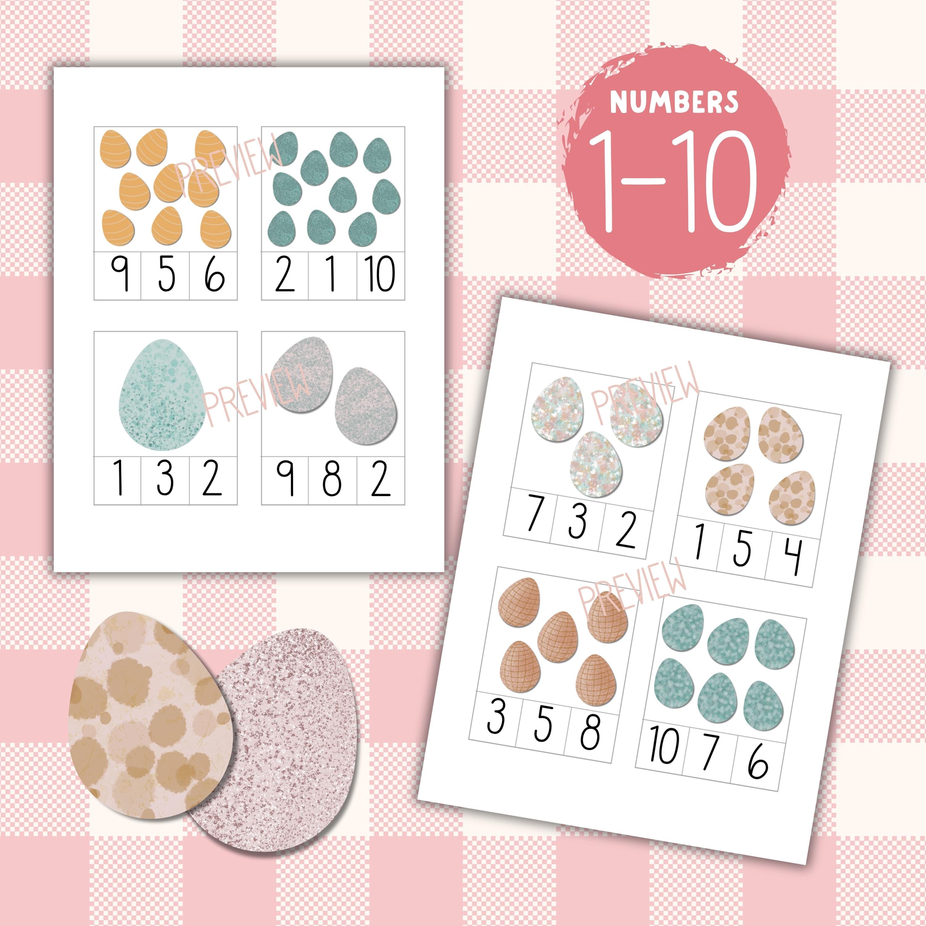 Easter Egg Count and Clip Cards: Montessori Math Game 1-10 (PDF) - Etsy