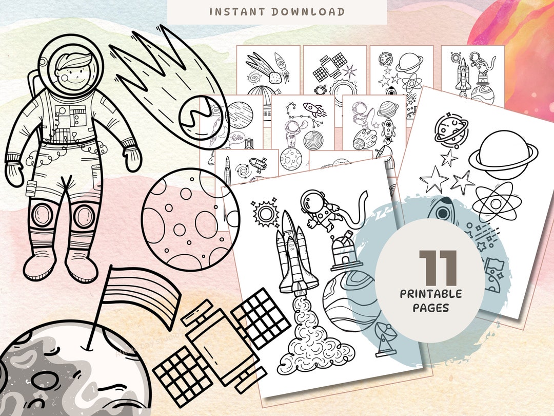 Outer Space Printable Coloring Pages, Space Adventures Easy Coloring ...