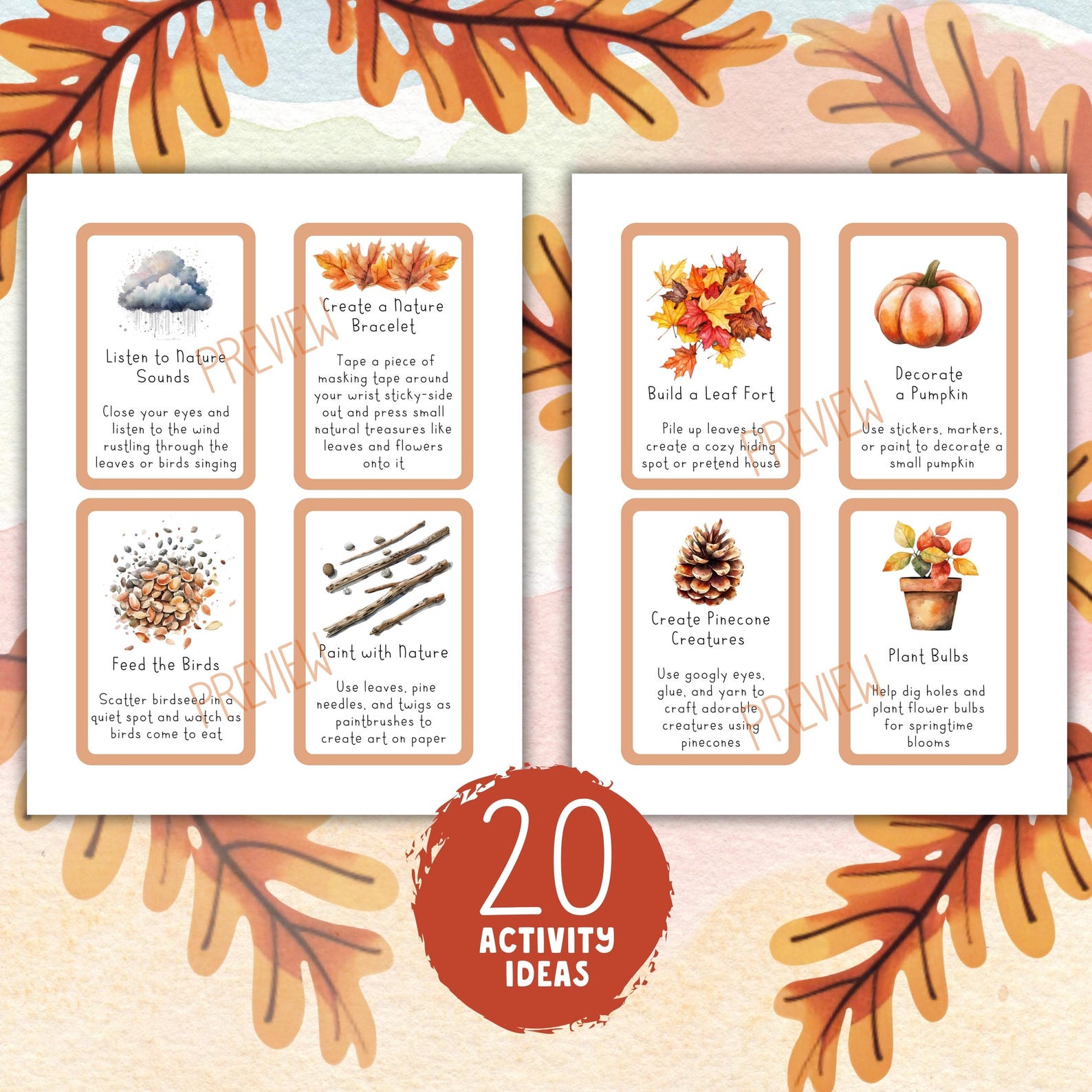 FALL Outdoor Activity Cards for Kids | Forest School Ideas | Nature ...