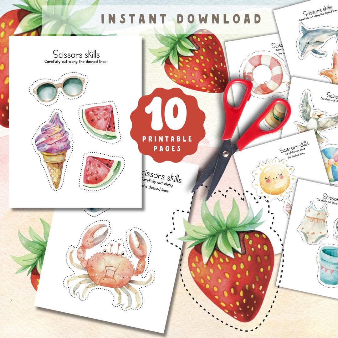 Summer Cutting Practice Worksheets | Scissor Skills for Toddlers ...