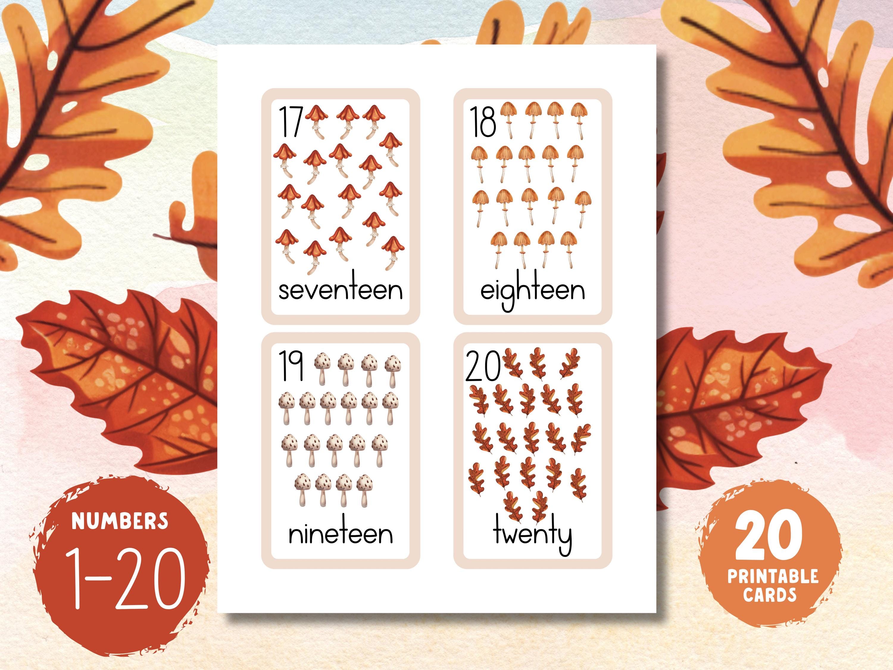 Fall Number Flashcards 1-20: Autumn Counting Activity (PDF) - Etsy