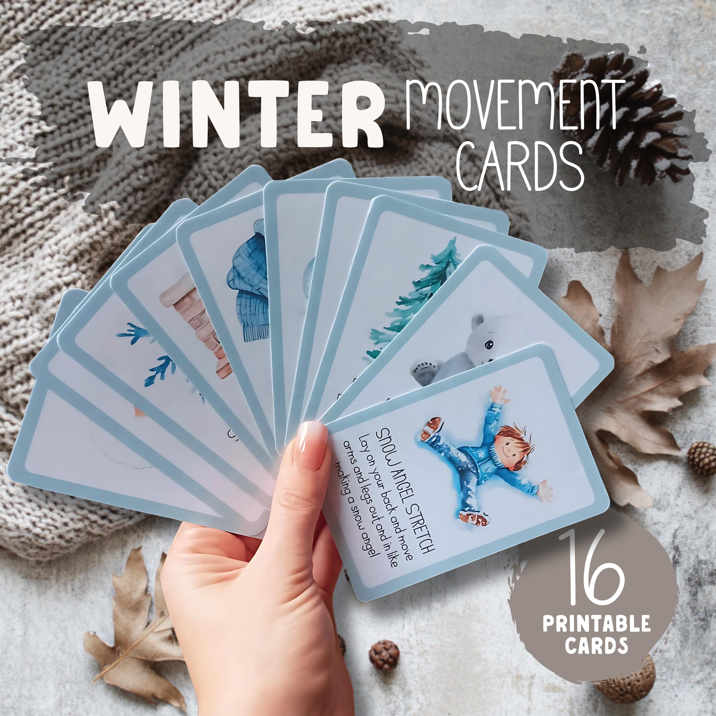 WINTER Movement Cards, Winter Flash Cards, Calming Corner Activity ...