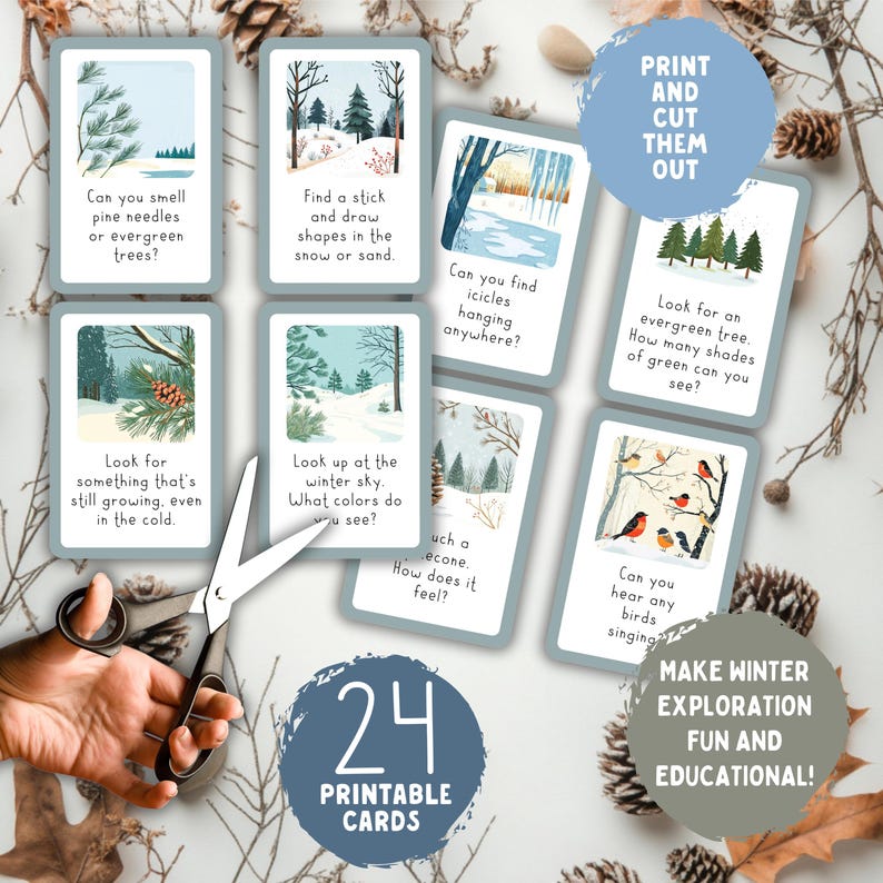Winter Outdoor Exploration Cards for Kids | Forest School Ideas ...