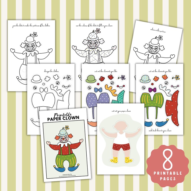 Clown Paper Doll Printable Craft | Toddler Activities | Preschool ...
