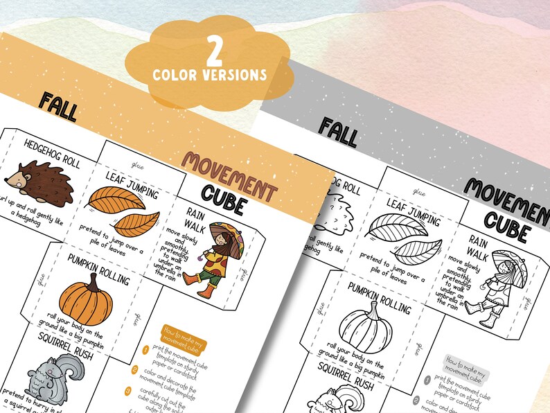 FALL Movement Cube, Printable Autumn Movement Activity, Excercise ...