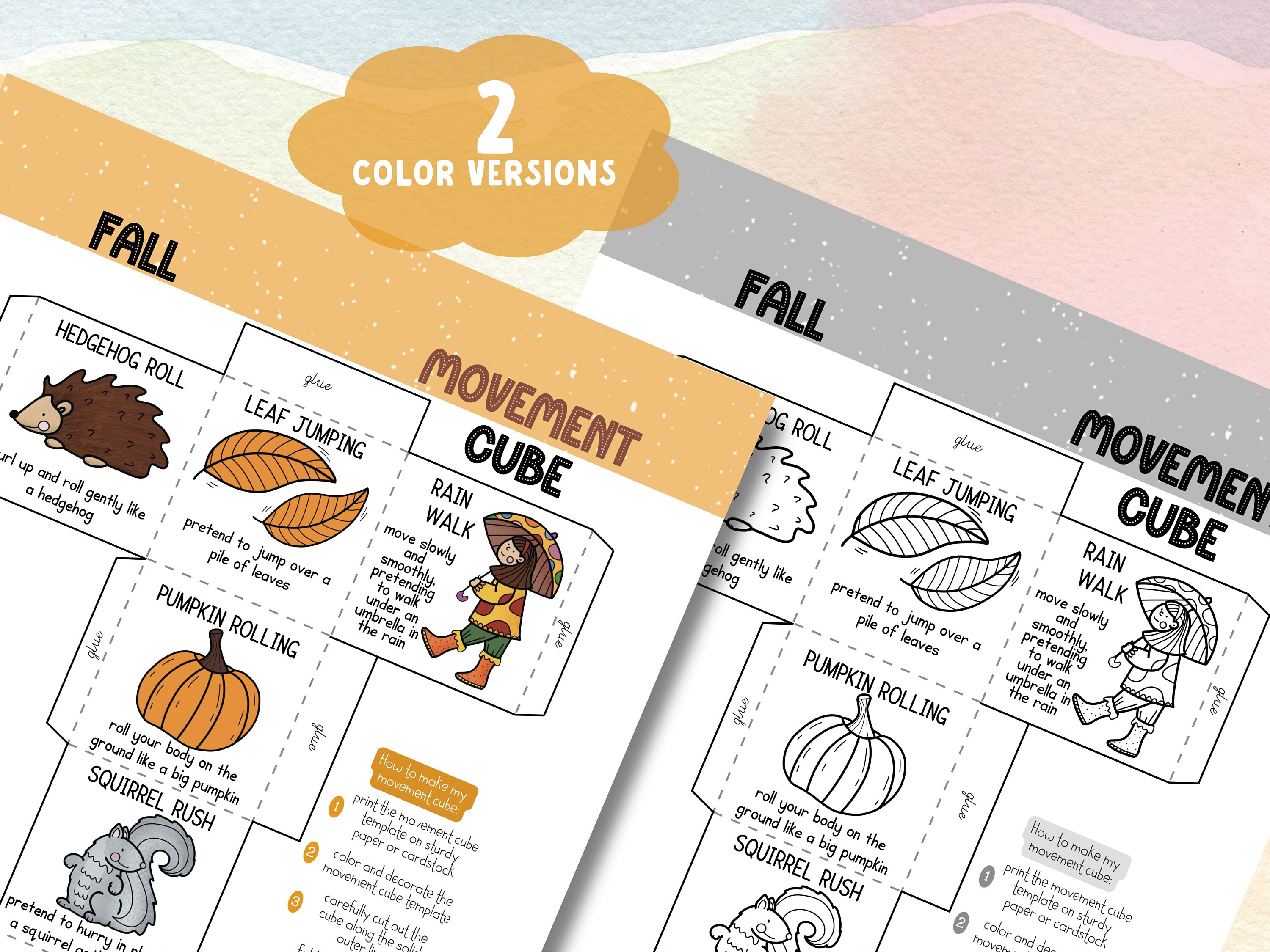FALL Movement Cube, Printable Autumn Movement Activity, Excercise ...