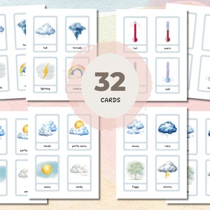 WEATHER 3-part Cards, Flash Cards, Calming Corner Activity, Montessori ...