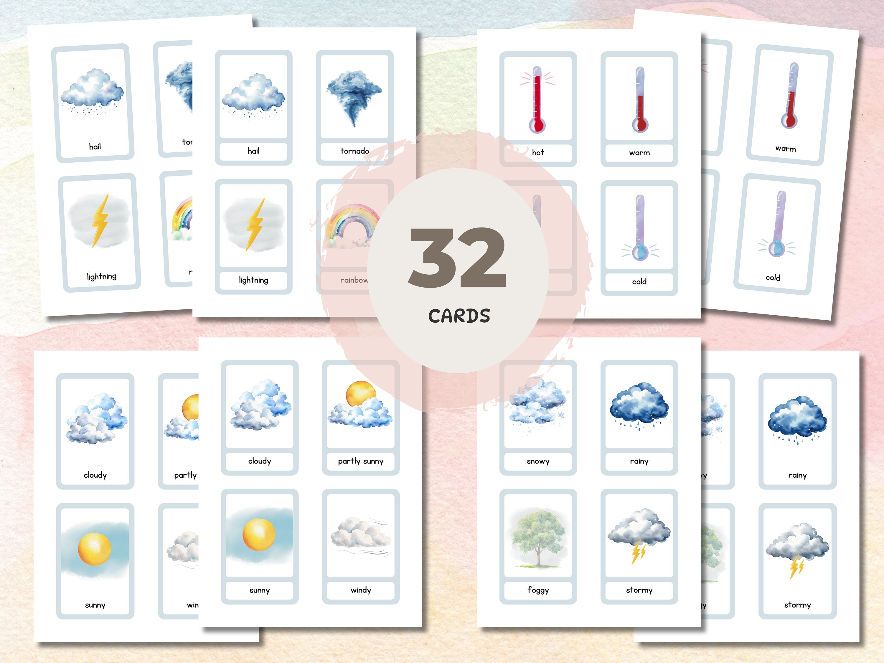 WEATHER 3-part Cards, Flash Cards, Calming Corner Activity, Montessori ...