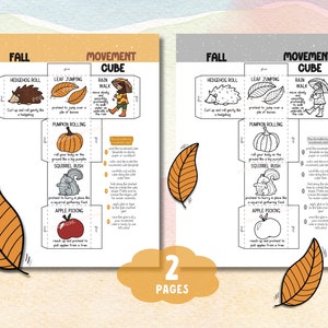 FALL Movement Cube, Printable Autumn Movement Activity, Excercise ...