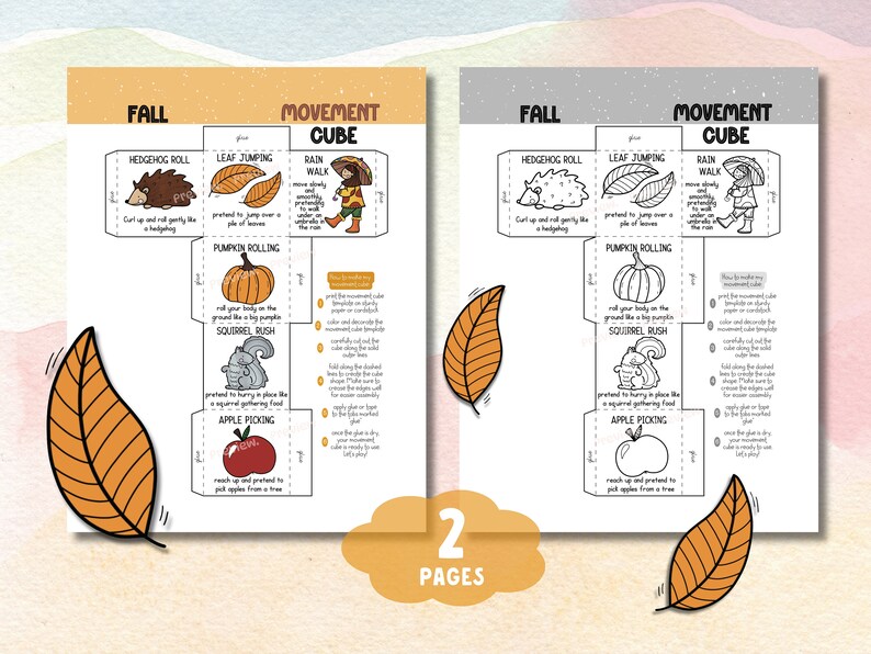 FALL Movement Cube, Printable Autumn Movement Activity, Excercise ...