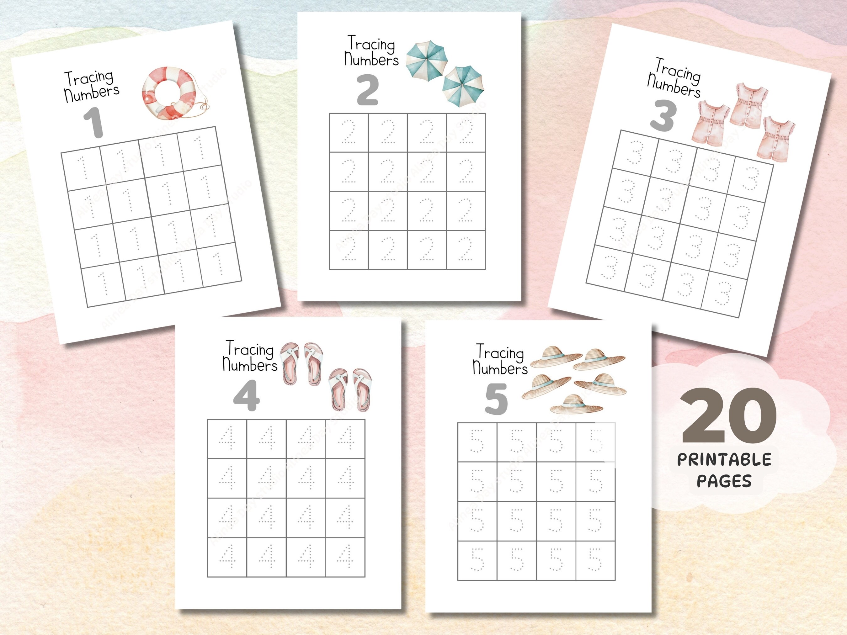 Summer Maths Worksheets: Numbers 1-10, Tracing & Counting (PDF) - Etsy
