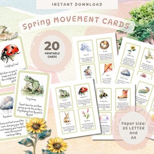 Spring Movement Cards: Watercolor Action Flashcards (PDF) - Etsy