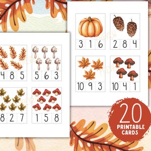 FALL Count and Clip Cards Number 1-10, Autumn Printable Activity Number ...