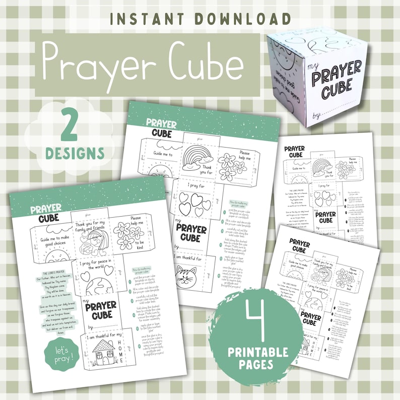 Prayer Cube Coloring Page: Christian Sunday School Craft (PDF) - Etsy
