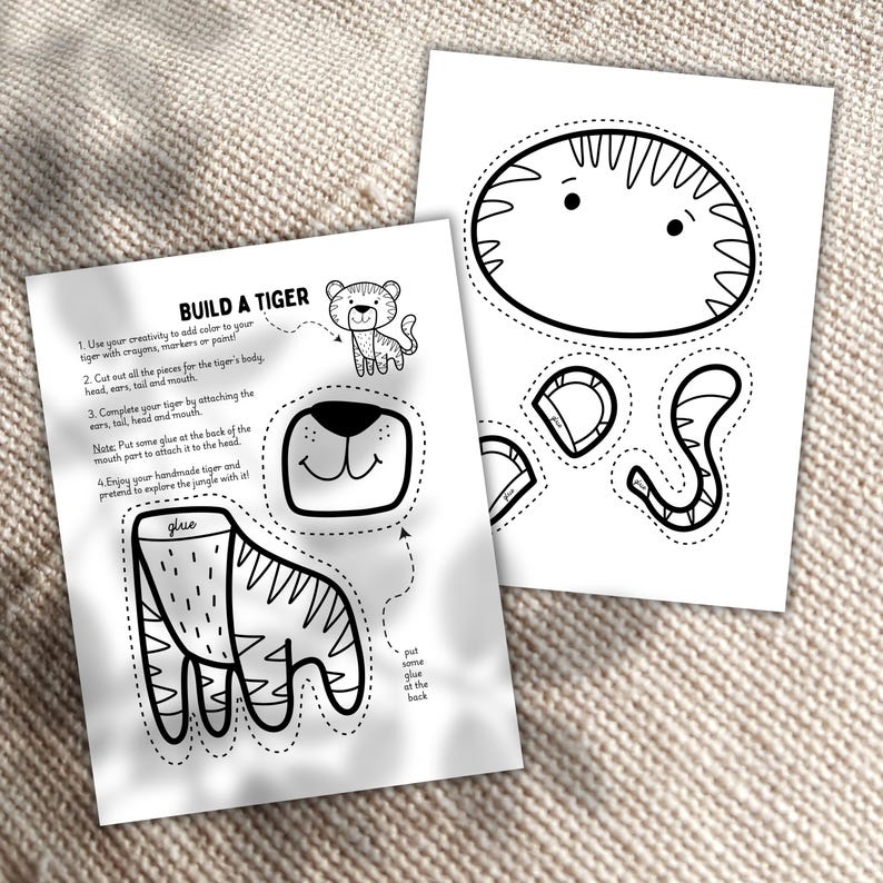 Build a Tiger Craft Printable Activity Simple DIY Kids Craft Fun Fine ...