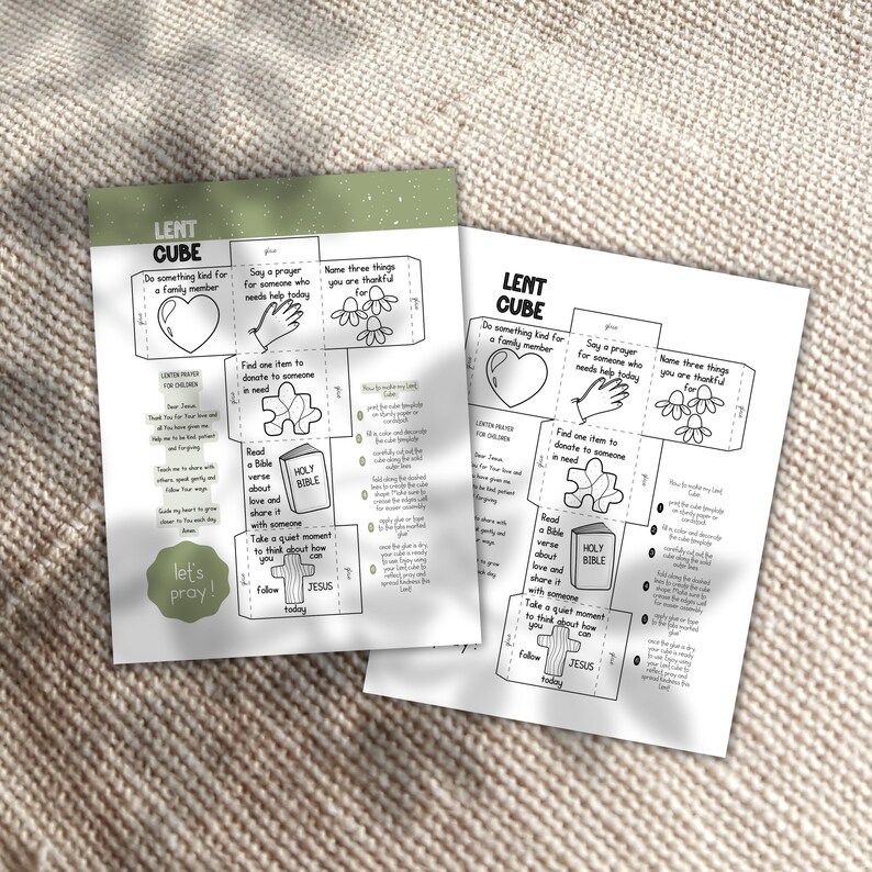 Lent Prayer Cube Coloring Page: Christian Sunday School Activity ...