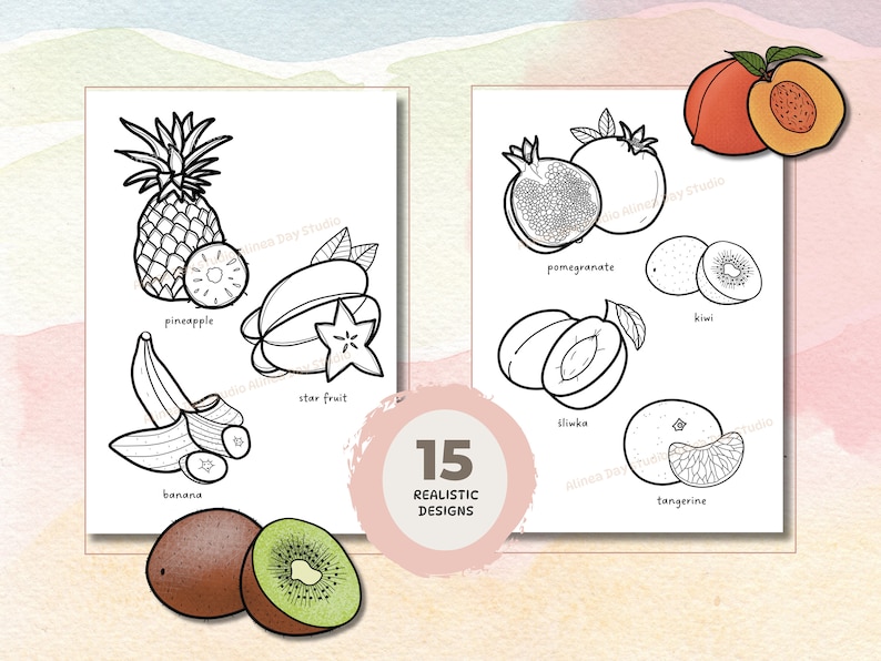 Montessori Realistic Fruit Coloring Pages Printable Homeschool ...