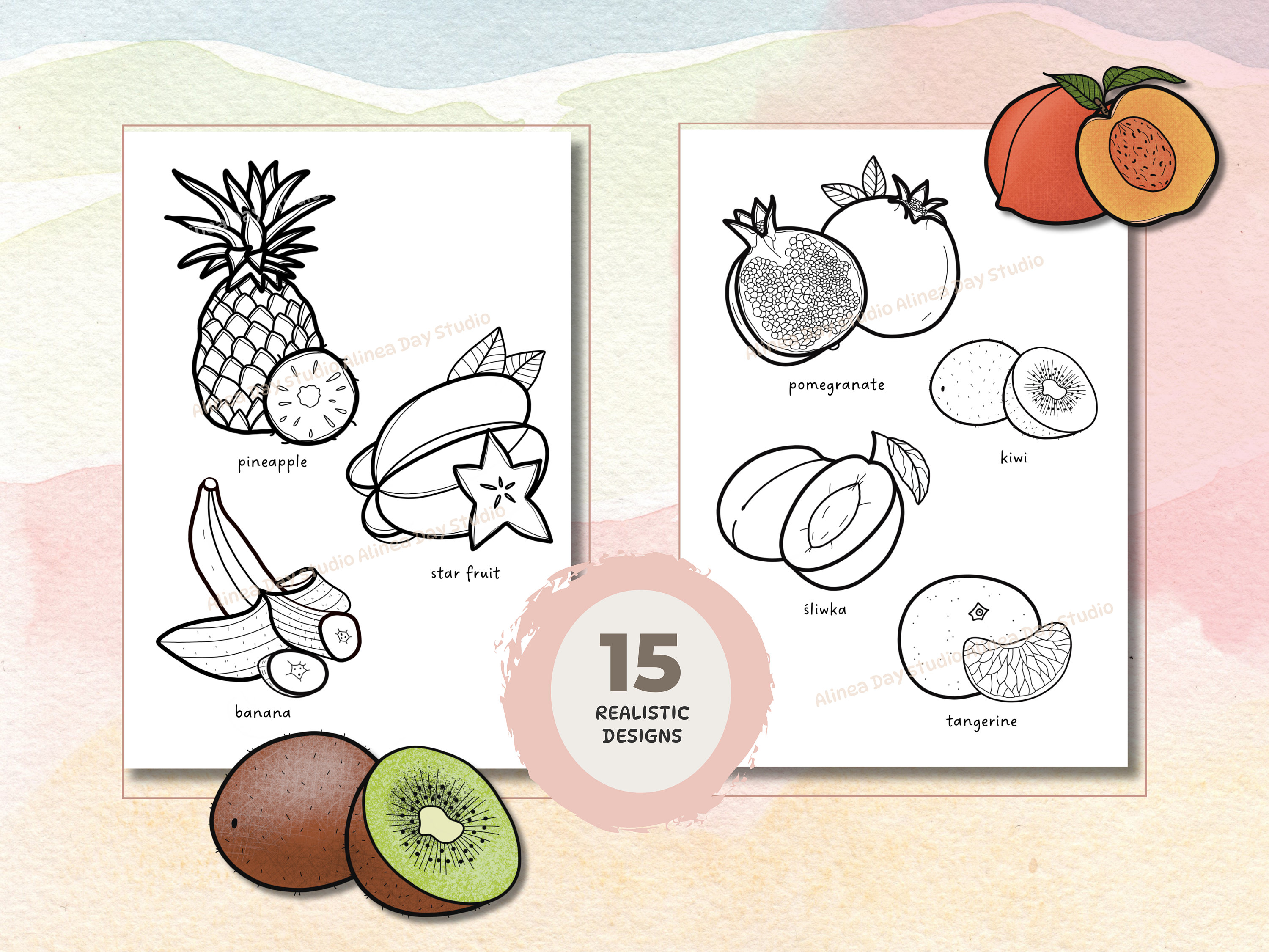 Montessori Realistic Fruit Coloring Pages Printable Homeschool ...