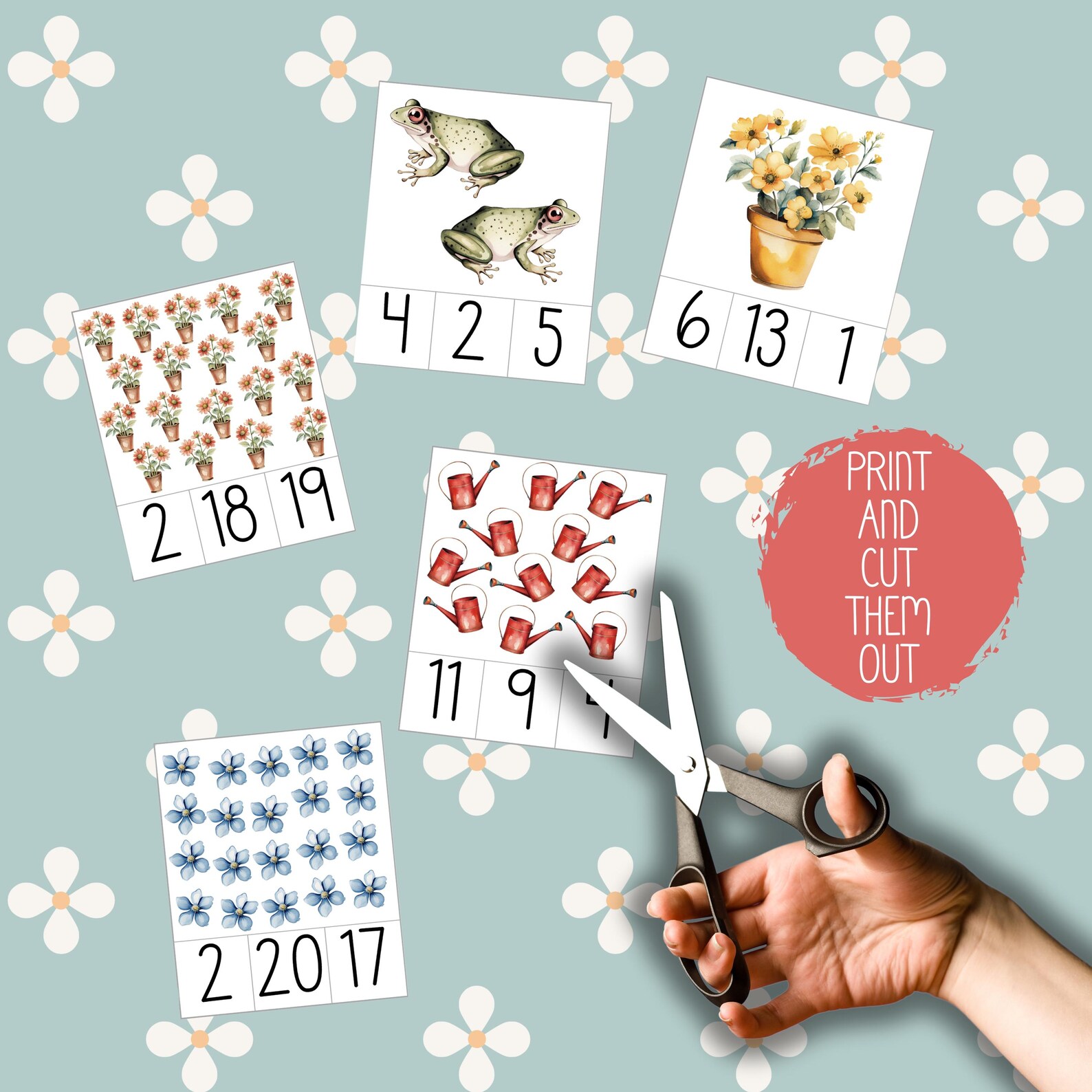 Garden Count and Clip Cards 1-20: Montessori Maths (PDF) - Etsy