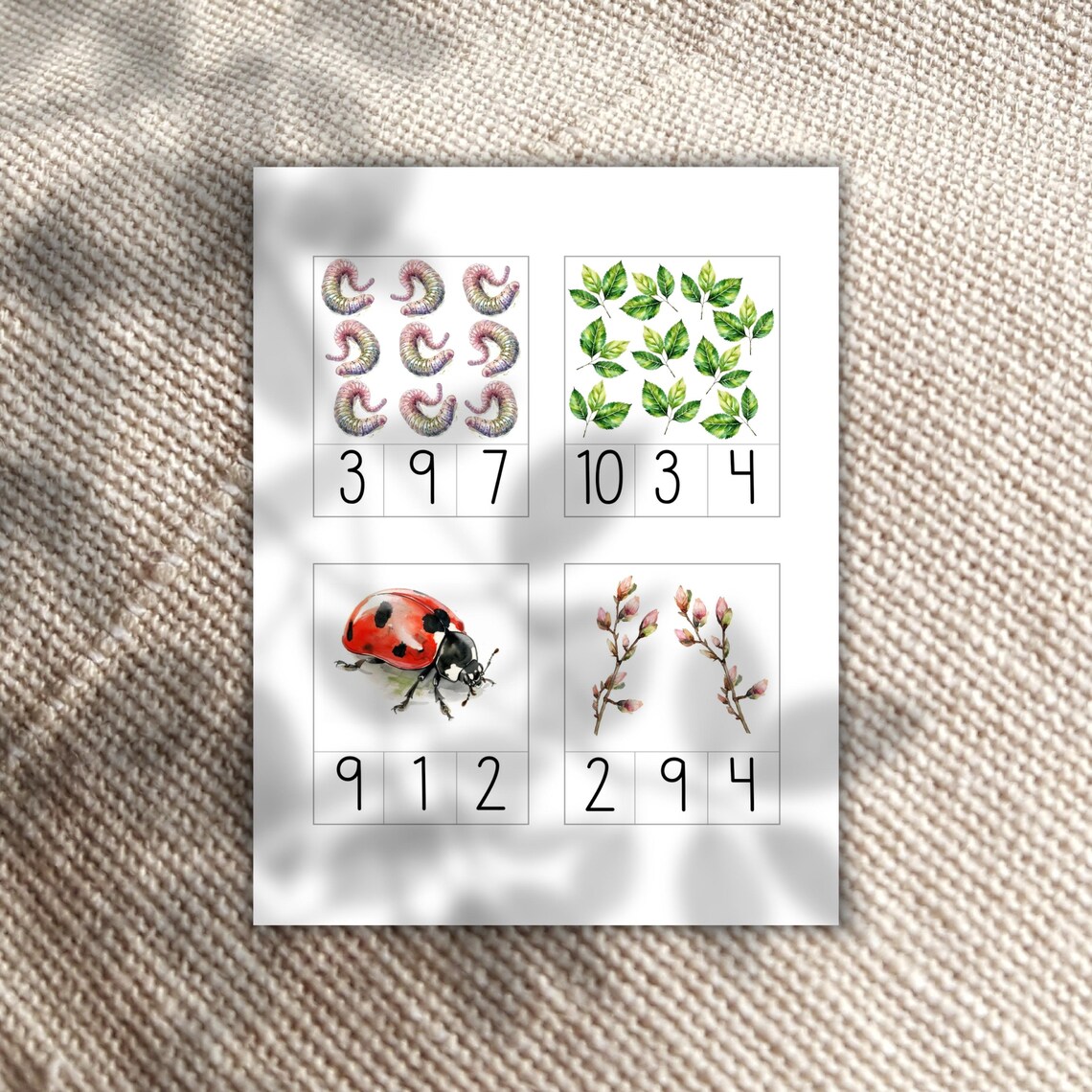 Spring Nature Walk Count & Clip Cards 1-10 Montessori Printable Numbers ...