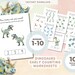 1-10 Dinosaurs Maths Worksheets, Early Counting Printables Numbers 1-10 ...