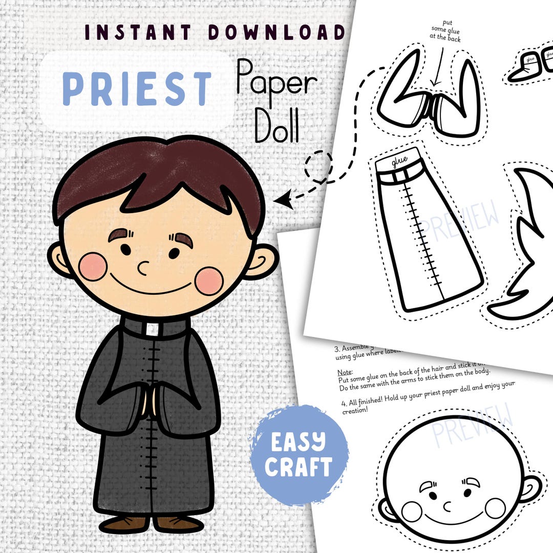 Priest Paper Doll: Christian Kids Craft | Sunday School Activity ...