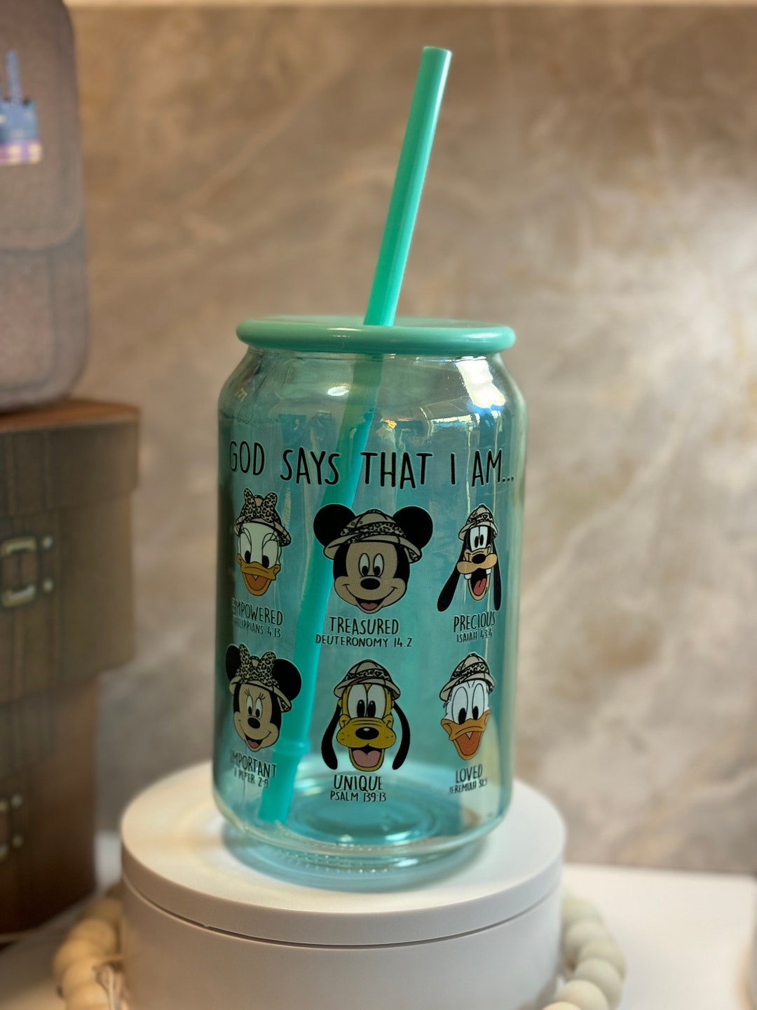 Glass Cup for Fun Picnic, Cute Glass Tumbler Drinkware, Outdoor Party ...