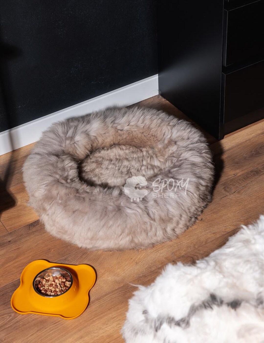 Sheepskin Pet Pouf | Plush Wool | Cat, Dog Bed | Beige - Etsy