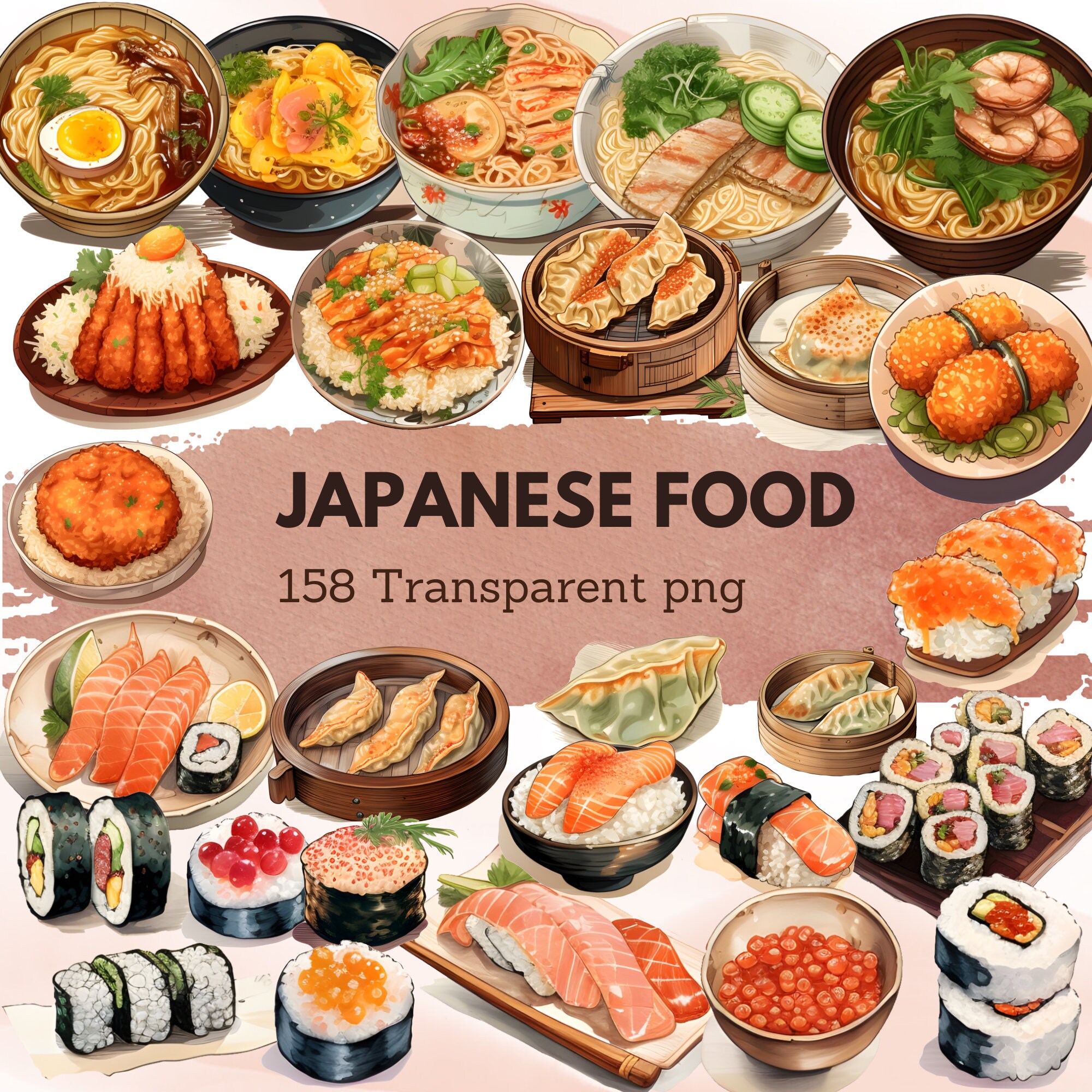 Japanese Food Digital Png Clipart - Etsy