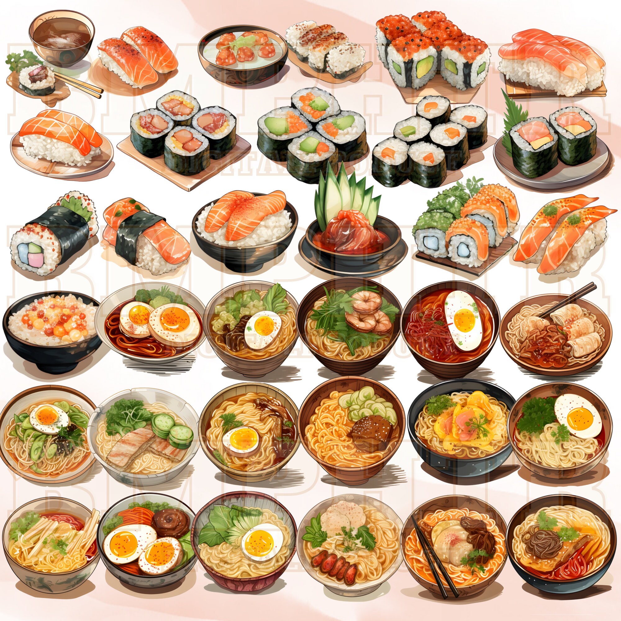Japanese Food Digital Png Clipart - Etsy