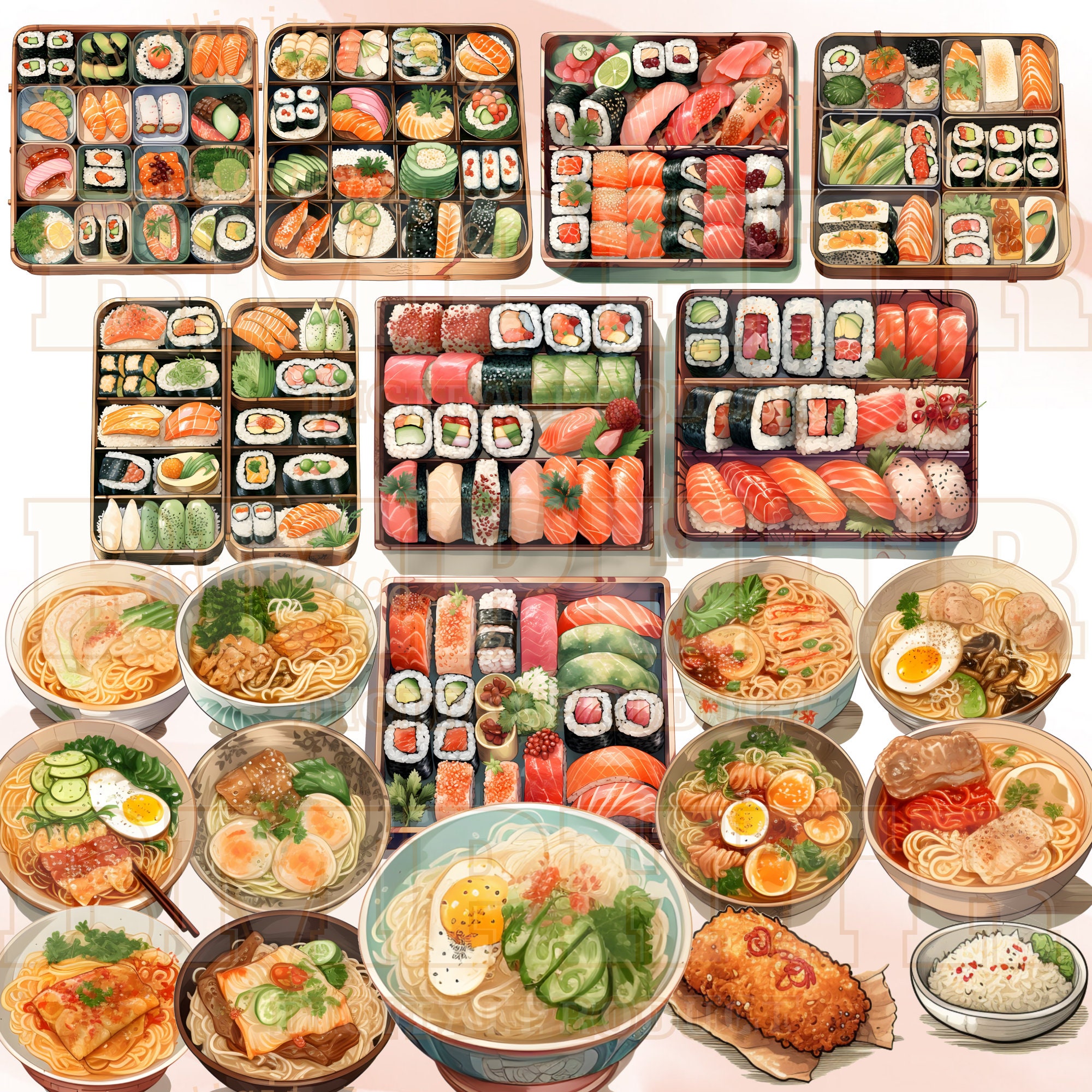 Japanese Food Digital Png Clipart - Etsy