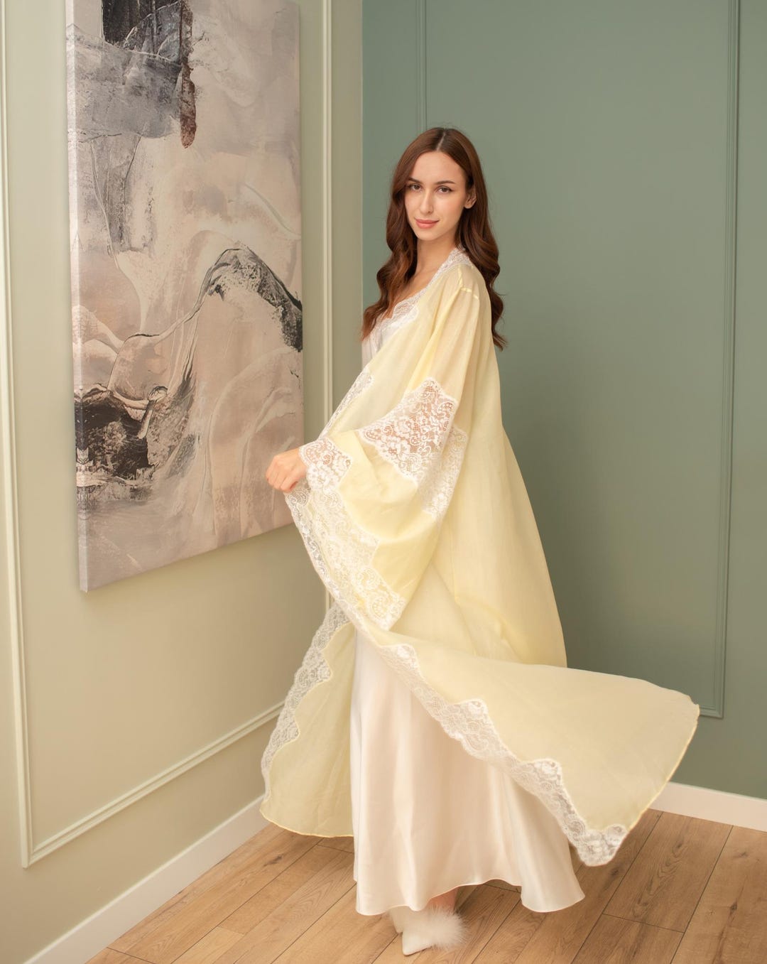 Nightgown and Robe, Old Hollywood Glamour, Sheer Robe, Sheer Kimono ...