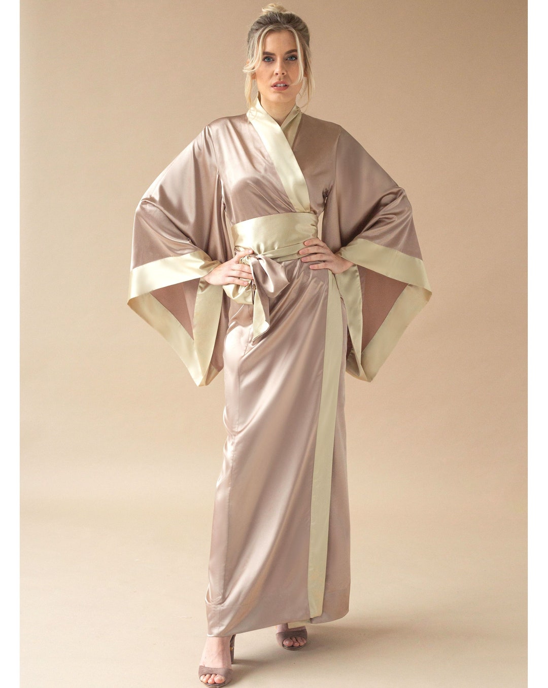Japanese Kimono, Satin Robe, Dressing Gown, Kimono, Kimono Robe, Luxury ...