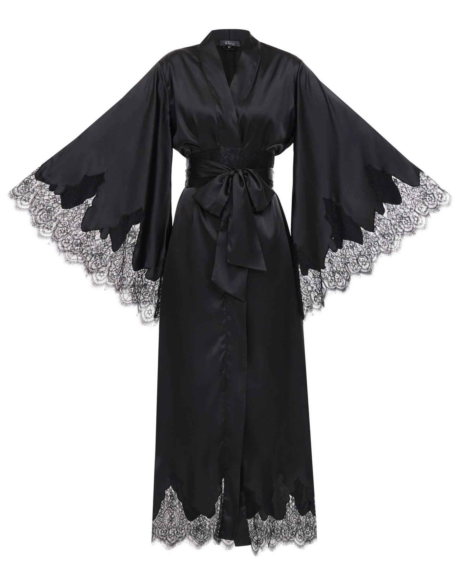 Black Robe, Satin Robe, Dressing Gown, Kimono, Kimono Robe, Luxury ...