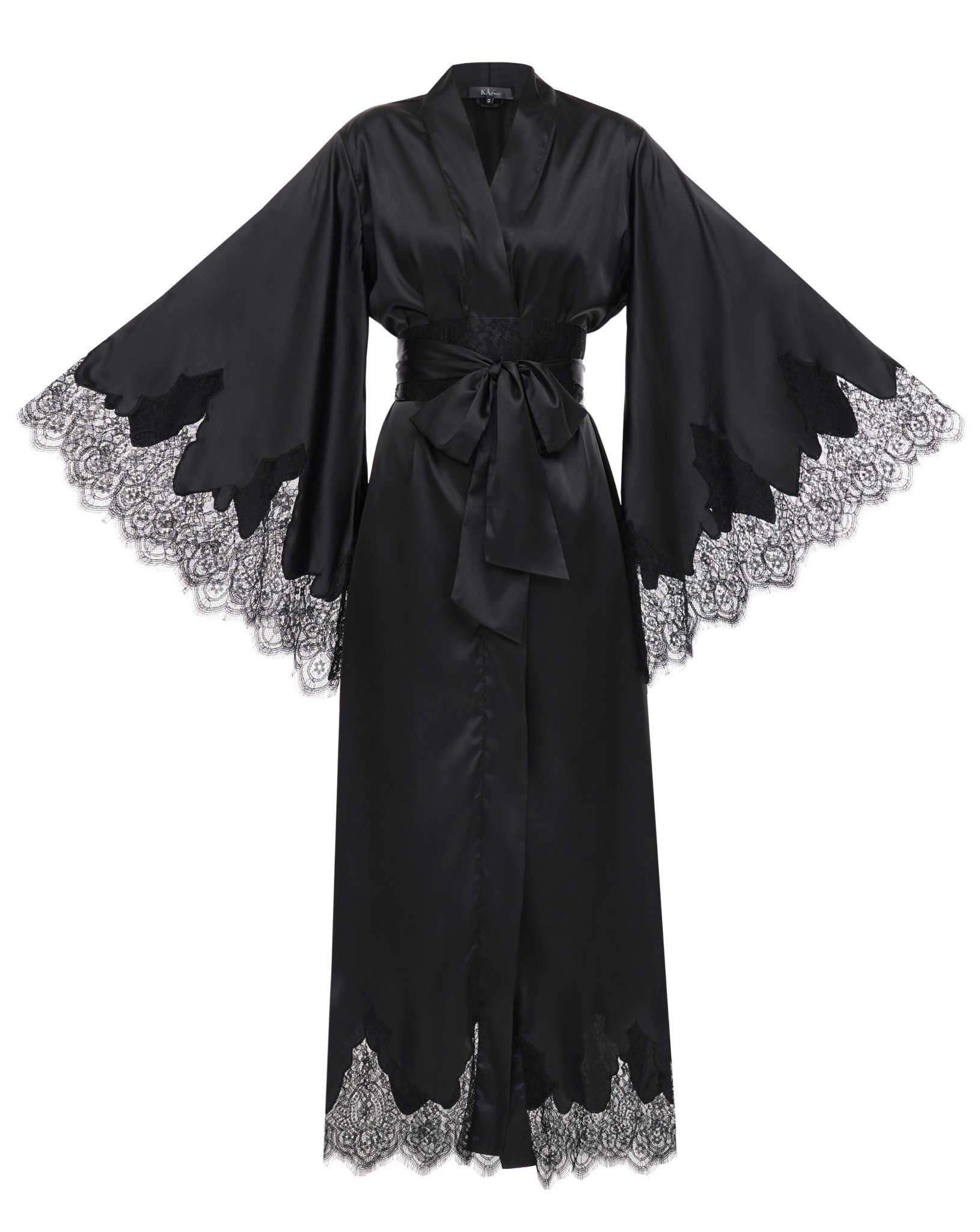 Black Robe, Satin Robe, Dressing Gown, Kimono, Kimono Robe, Luxury ...