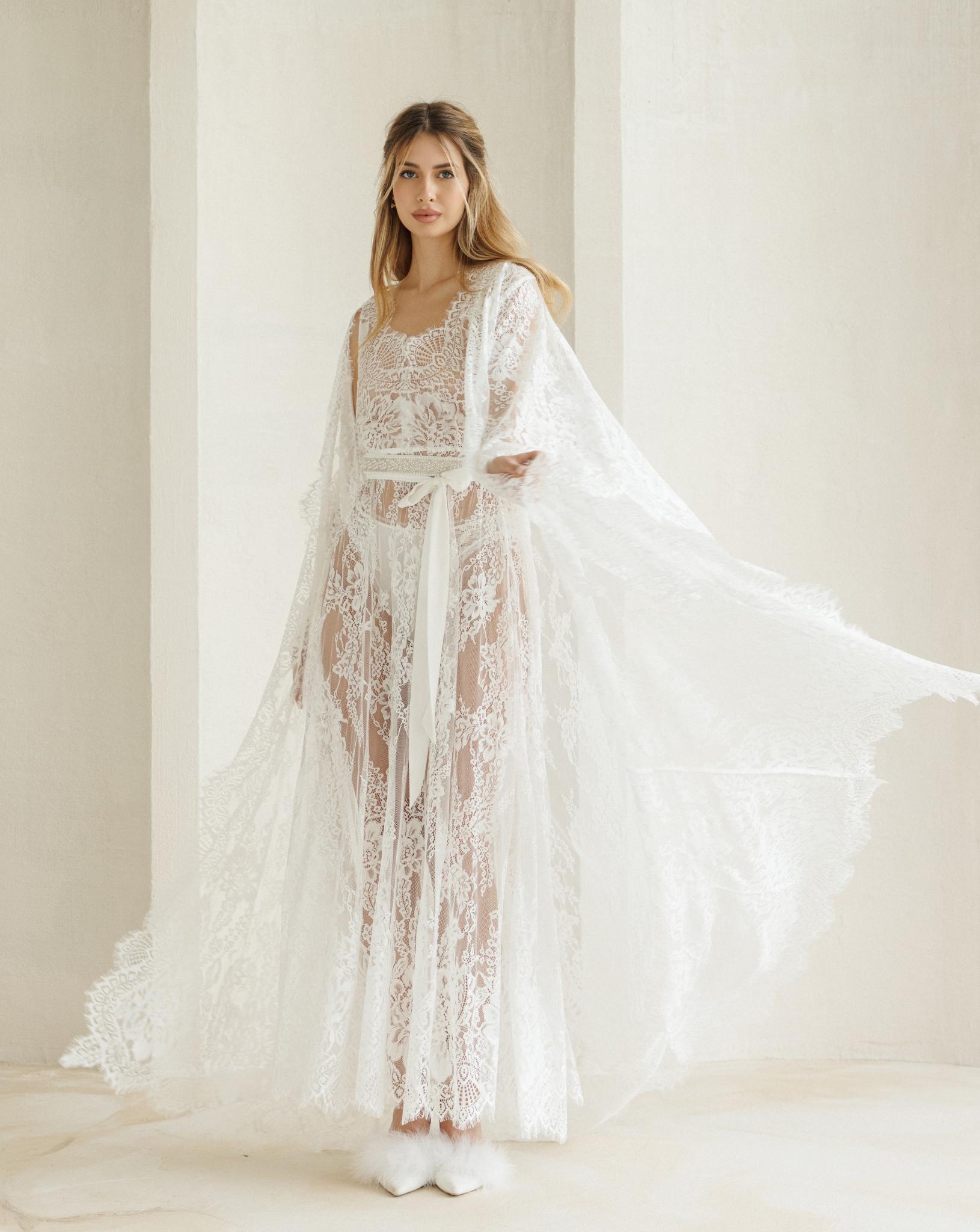 Eline Lace Robe Nightgown, Wedding Robe Set, Bride Robe, Bridal Robe ...