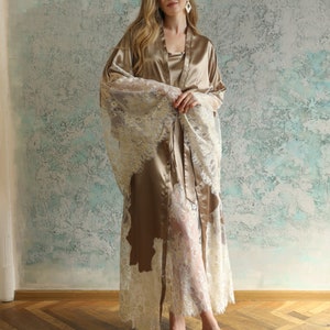 Nightgown and Robe, Old Hollywood Glamour, Satin Robe, Satin Kimono ...