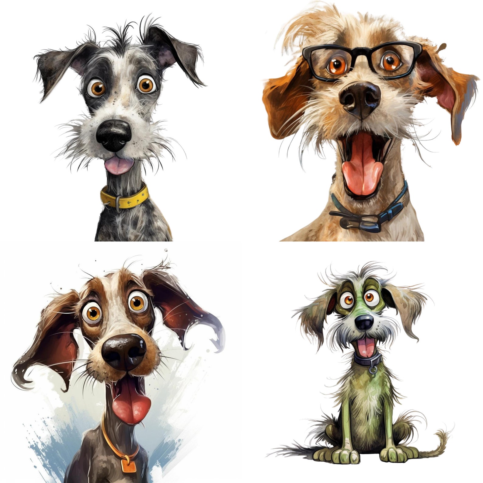 Whimsical Scruffy Quirky Dogs Clipart Set 20 PNG & SVG Files Cute ...