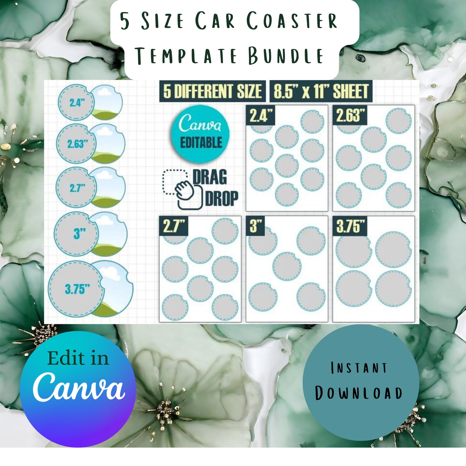 Car Cup Coaster Template Bundle, Car Coaster Template, Car Coaster ...
