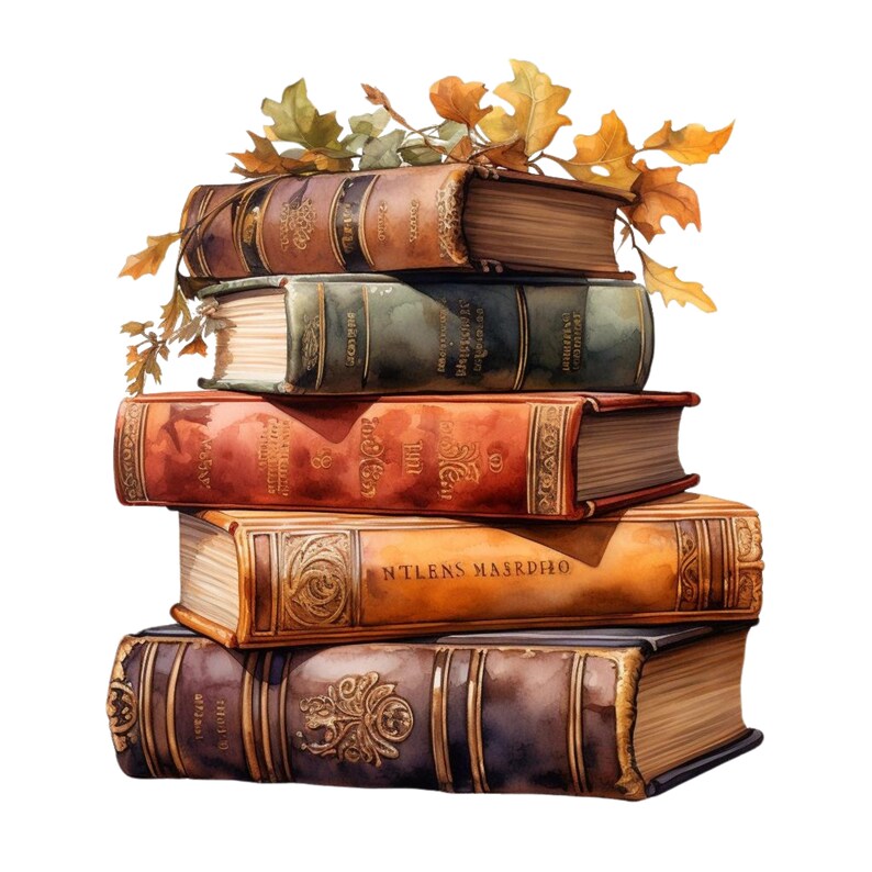 Vintage Book Stack Clip Art 20 PNG & SVG Transparent Background ...