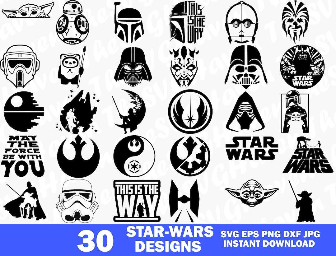 30 Star Wars Designs SVG, Star Wars Logos SVG, Star Wars Clipart, Star ...