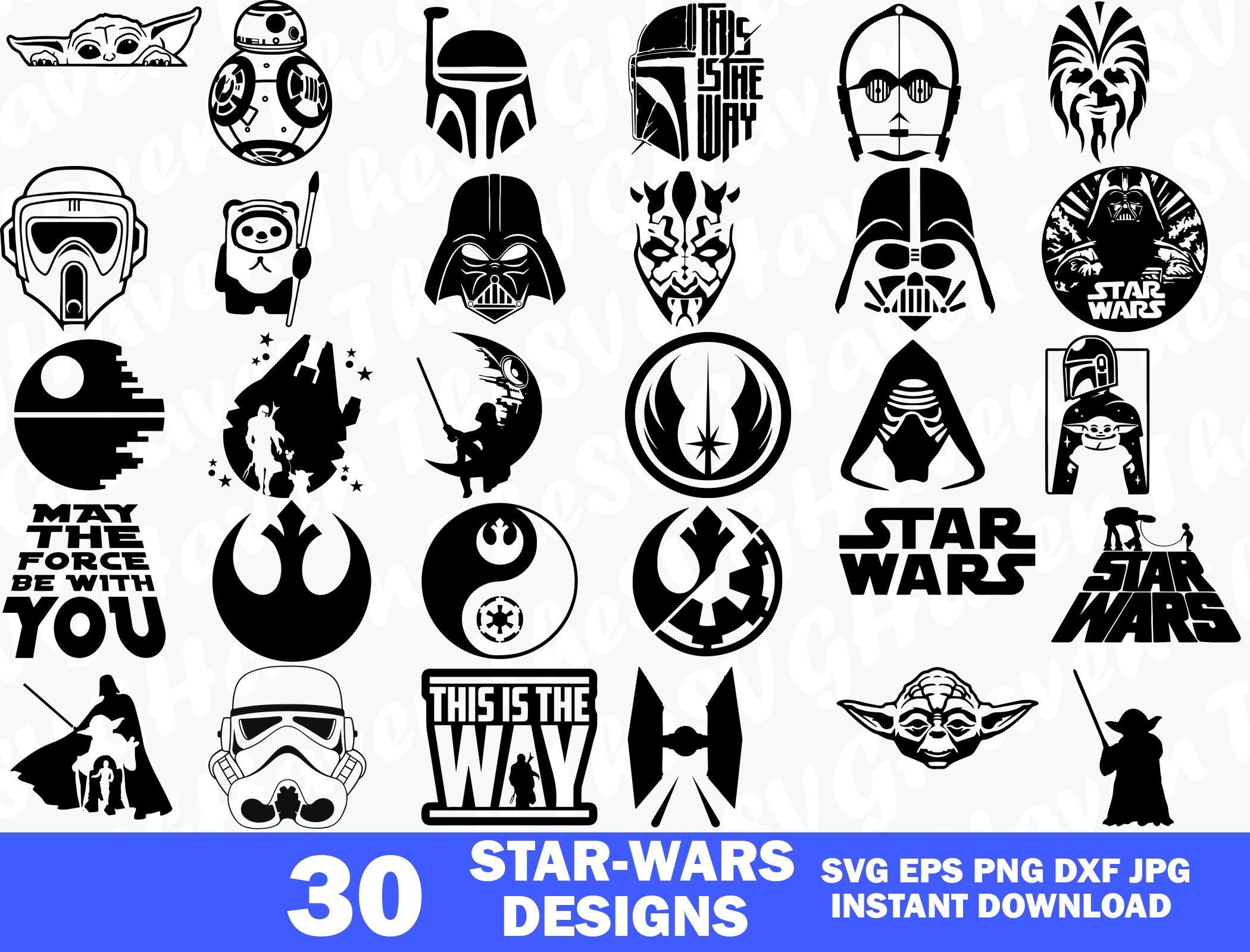 30 Star Wars Designs SVG, Star Wars Logos SVG, Star Wars Clipart, Star ...