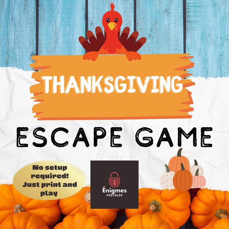 Thanksgiving Escape Room Game | Thanksgiving Printable Party for Kids ...